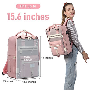 LOVEVOOK Laptop Backpack for Women Waterproof Travel Backpack with USB Charging Port 15.6 Inch