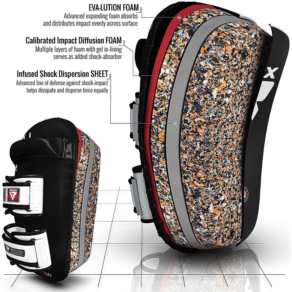 RDX Thai Pads for Kickboxing Muay Thai with Solid Handle Grip, Maya Hide Leather Curved Strike Shield for Boxing MMA Taekwondo Martial Arts, Training Combat Sports Knees Elbows Kicks Punches