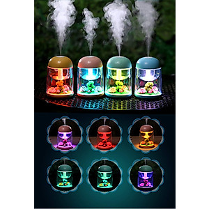 AEKAN Micro Landscape Humidifier with Changing Led Light,Adjustable Mist Mode, Waterless Auto Shut-off,for Bedroom,Office,Car (yellow)