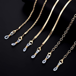 HEIDKRUEGER 10 Pieces Eyeglass Chains String Holders for Women Men Gold Link Necklace Around Neck Glasses Mask Chain Lanyard Eyewear Retainer Accessory Chain