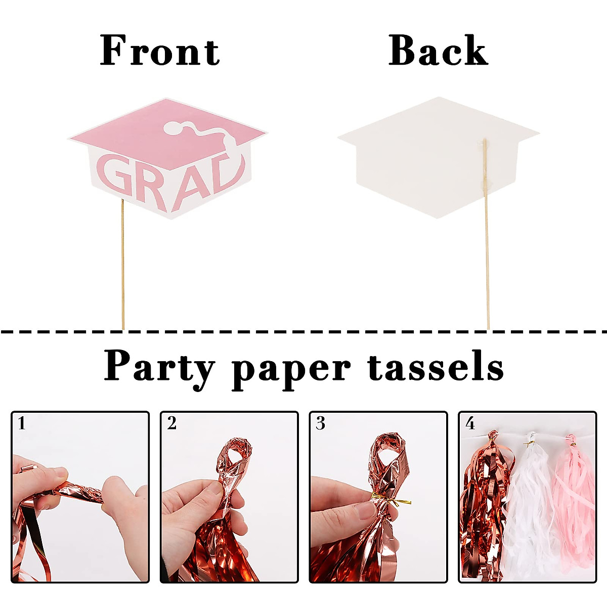Pawliss 2024 Graduation Decorations Set 95pcs - Includes Pink White Balloons, Graduation Party Photo Props, So Proud of You Banner, Foil Curtain, Tissue Tassels for College High School Party Supplies
