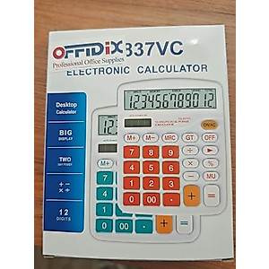 OFFIDIX Office Desktop Calculator, Solar and Battery Dual Power Electronic Calculator Portable 12 Digit Large LCD Display Calculator, Calculators Large Display Blue