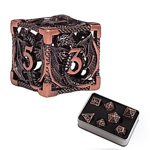 Hollow Metal dice DND Dragon Pattern for DND Games RPG Explorer Barbarian World and Table Games DND Dungeons & Dragons RPG