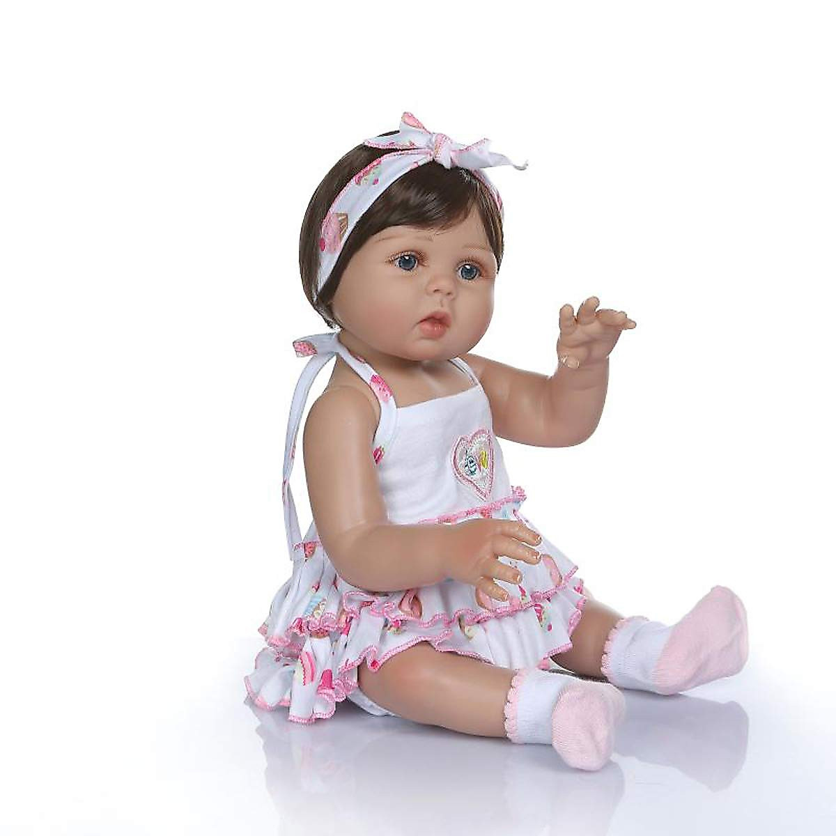TERABITHIA 18inch 47cm Real Life Silicone Vinyl Full Body Reborn Baby Girl Dolls in Tan Skin Preemie Washable Newborn Doll Look Real