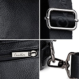 CANTLOR Small Leather Sling Bag Backpack for Men Crossbody Bag Fanny Pack Casual Hiking Travel Daypack