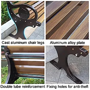 YLLSMGS Outdoor Bench Cast Aluminium with Slatted Seat and Dolphin-Shaped Chair Legs Metal Outside Bench for Lawn, Balcony(180cm/71in)