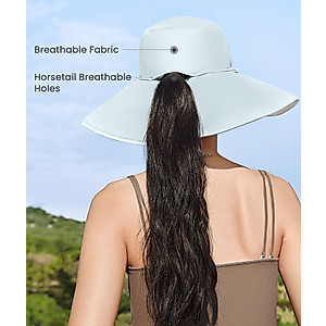 BENEUNDER Sun Hats for Women Wide Brim UPF 50+ Beach Hats for Women UV Protection Visor Hats for Fishing Hiking Gardening, White