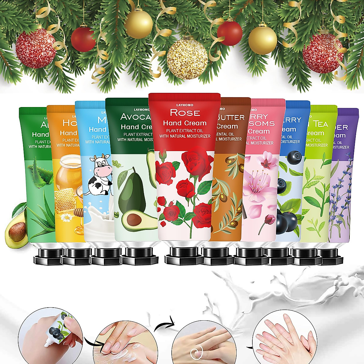 10 Pack Hand Cream Gift Sets for Women,Natural Fragrance Hand Lotion Travel Size Bulk,Mini Moisturizing Hand Cream with Shea Butter&Aloe,Hand Cream for Dry Hands,Christmas Gift for Women Wife Mom Her Grandma,10 Different Fragrances