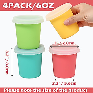 Koluti Nonstick Silicone Ice Cream Containers 6oz with Lids, 4-Pack Reusable Small Homemade Oats Yogurt Freezer Container, Leak-proof Mini Food Storage Serving Cups, BPA Free and Dishwasher Safe