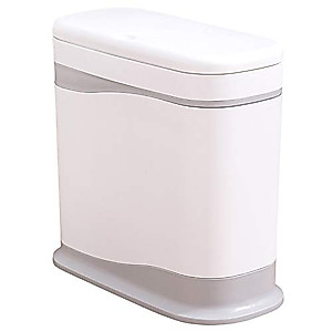 Cq acrylic 12 Liter Slim Plastic Trash Can,3.3 Gallon Dog Proof Bathroom Trash Can with Press Top Lid,for Bathroom,Living Room,Office and Kitchen