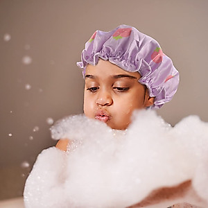 TCOTBE 3 Pcs Kids Shower Caps Rabbits Prints Double Layers Children Shower Caps PEVA Bath Hats for Kids Reusable Cartoon Animal Kids Bonnets Hair Covers for Boys and Girls