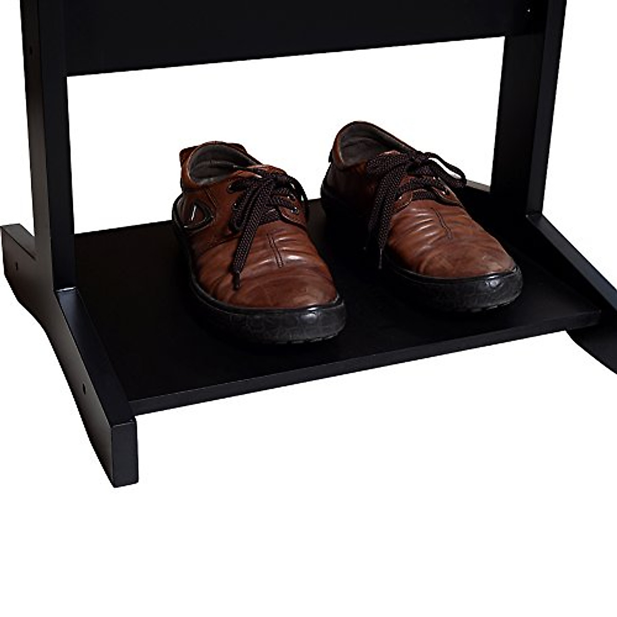 GLS Black Wood Suit Valet Stand Clothes Rack Father's Day Gift
