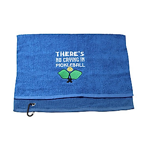 Pickleball Towel There's No Crying in Pickleball Player Embroidered Sports Teem Hand Towel Gift for Pickleball Player (No Crying in Pickleball)