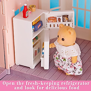 BBnote 16 Pieces Toy Refrigerator, Miniature Dollhouse Accessories for Kids Kitchen, Mini Dollhouse Fridge Pretend Play Appliance for Kids (Refrigerator)