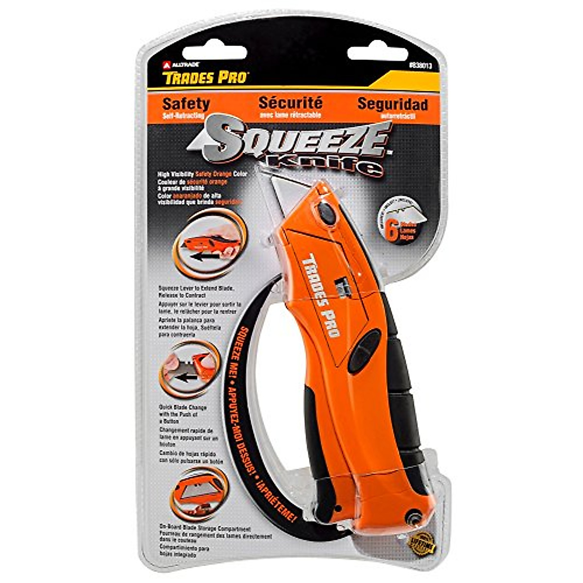 Tradespro 838013 Safety Squeeze Knife, Orange