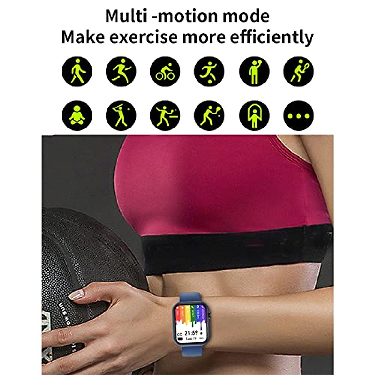 KBTPMTL Smart Watch for Men Women, Fitness Tracker for Android and iOS Phones with Heart Rate Sleep Tracking for Health, IP67 Waterproof Large Screen Smartwatches Monitor Pedometer (Blue)