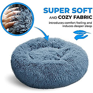 Whiskers & Friends Cat Bed, Cat Beds for Indoor Cats Washable, for Small Cat Bed, Large Cat Bed, Kitten Bed, Small Dog Bed, Anti Anxiety Calming Pet Bed, Cat Beds & Furniture, Round Cat Nest Bed