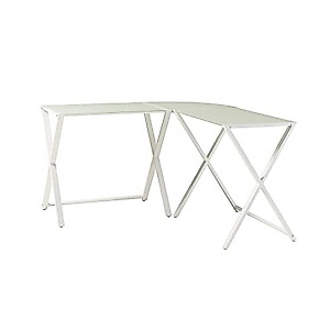 Home Accent Furnishings 51" Modern Metal Corner Computer Desk - White