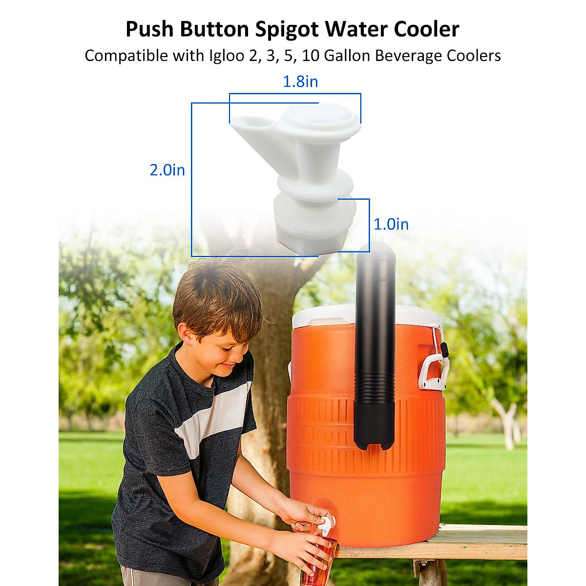 Push Button Spigot Water Cooler Faucet Replacement Fit for gloo 2, 3, 5, 10 Gallon Beverage Coolers White Plastic Faucet BPA-Free Dispenser Tap Set Reusable Spigot Spout Water 10Set