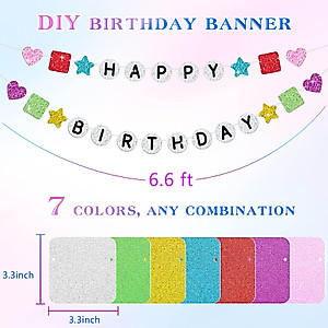 302PCS DIY Friendship Bracelet Birthday Banner Customizable 6.6ft Glitter Happy Birthday Sign for Celebrating Birthdays and Graduations Birth-Tay Era Tour Decorations