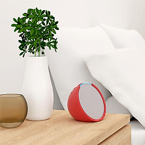 Echo Pop Bundle: Includes Echo Pop | Glacier White & Made For Amazon Sleeve | Red