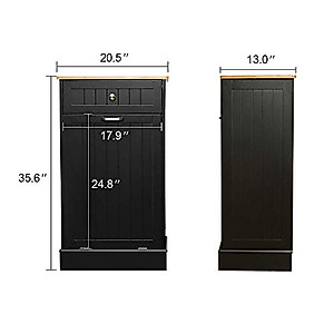 New Kitchen Trash Cabinet,Tilt Out Trash Cabinet with Solid Hideaway Drawer,Free Standing Wooden Kitchen Trash Can Recycling Cabinet Trash Can Holder,Removable Cutting Board (Black)
