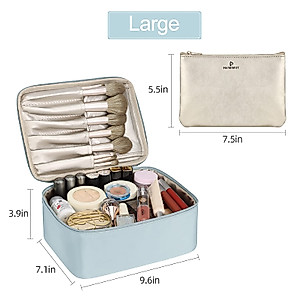 Pocmimut Makeup Cosmetic Bag for Women Cosmetic Travel Makeup Large Toiletry Bag for Girls Make Up Brush Bags Reusable Toiletry Bag(Blue)