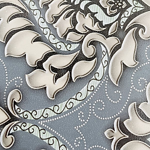 Yifasy 2Pack Shelf Liners for Kitchen Cabinets Closet Easy Clean Self Adhesive Grey Damask Wallpapers Refresh Furniture Surface 18 inch Wide