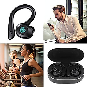EBTOOLS Bluetooth Earphone,Waterproof Stereo Noise Cancelling Wireless Earbuds with Mic Earhook,Automatically Pair,Headphone for Driving Sports Travel(Black)