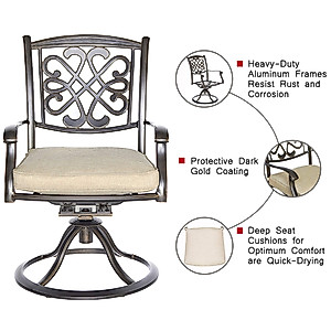 DALI 3 Piece Bistro Set, Handmade Contemporary Round Table Patio Glider Chairs Garden Backyard Outdoor Furniture