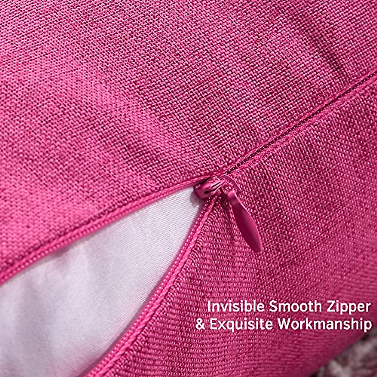 OTOSTAR Pack of 2 Outdoor Waterproof Throw Pillow Covers 18x18 Inch Garden Decorative Pillow Covers Square Outdoor Pillowcases Patio Cushion Case Pillows for Couch Tent Sofa Balcony Decor (Hot Pink)