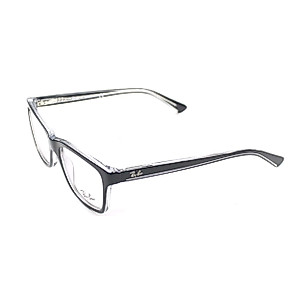 Ray-Ban Junior Kids' RY1536 Square Prescription Eyeglass Frames, Black On Transparent/Demo Lens, 48 mm