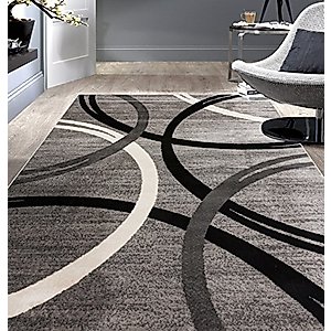 Rugshop Modern Wavy Circles Design Area Rug 5' 3" x 7' 3" Gray
