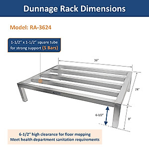 GSW 8-Inch High All Welded Aluminum Dunnage Racks with Plastic Feet, 36”L x 24”W x 8”H