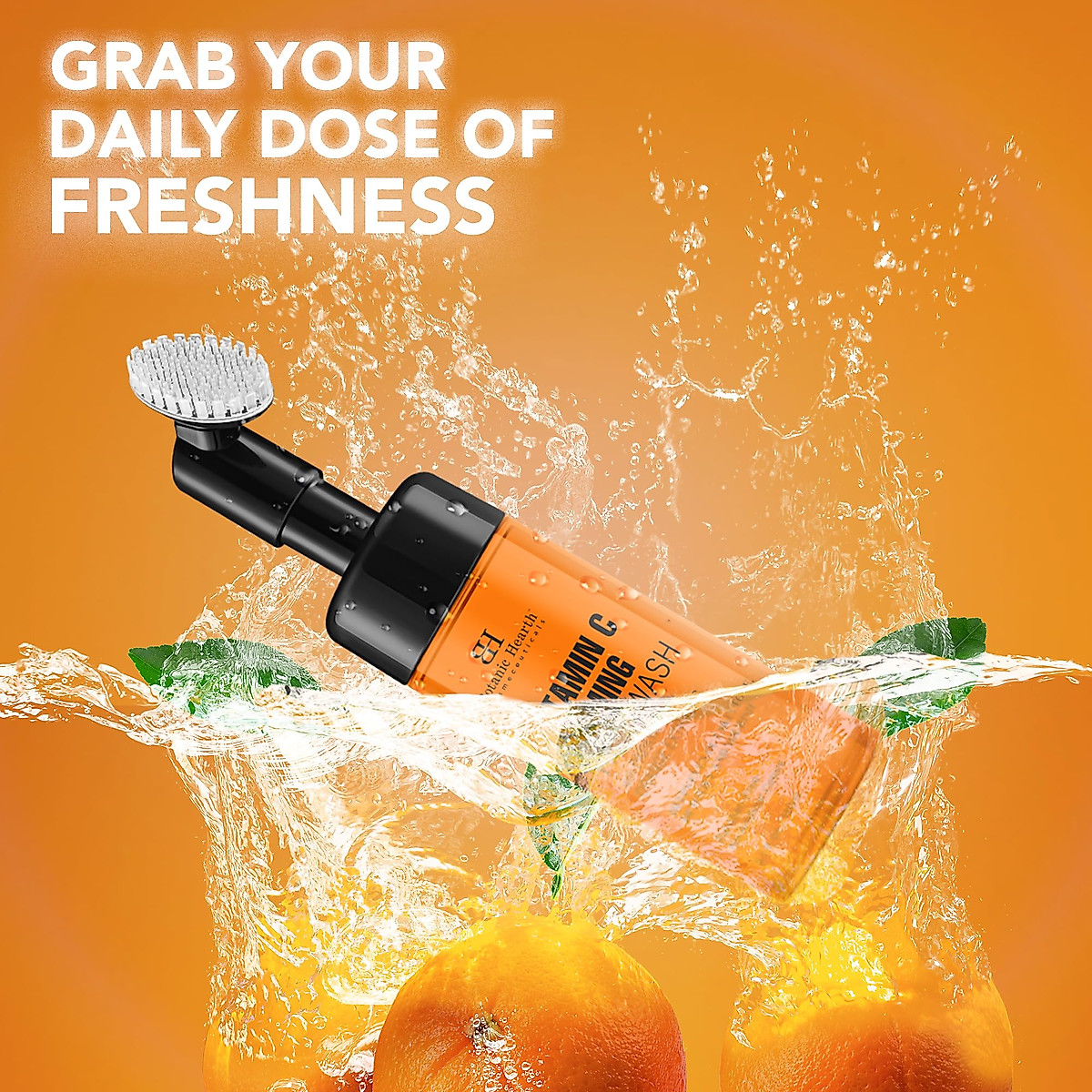 Botanic Hearth Vitamin C Foaming Face Wash with Papaya & Orange | Extracts Built-In Silicone Brush | Cleansing & Glowing Skin | Paraben & Sulphate Free | Face Cleanser for Women & Men | 5.1 fl oz