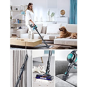 Voweek Cordless Vacuum Cleaner, Lightweight Stick Vacuum Cleaner with Powerful Suction, Detachable Battery, Self-Standing, 1.3L Dust Cup, 4 in 1 Handheld Vacuum for Home Hard Floor Carpet Pet Hair