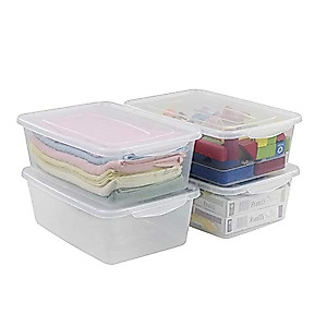 Farmoon 14 Quart Clear Storage Bin, Plastic Latch Containers/Boxes with Lid, 4 Packs