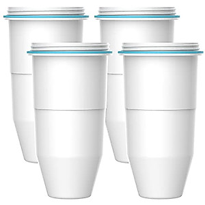 AQUA CREST 6-Stage Replacement Water Filters, Replacement for ZR-017 Pitcher Filters and Dispenser Filters, Reduce TDS, 98% Chlorine, Bad Taste and Odor, 4 Packs, Model No.:AQK-CF23B