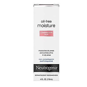 Neutrogena Oil Free Moisture Glycerin Face Moisturizer & Neck Cream for Combination Skin, Lightweight, Oil Absorbing Facial Moisturizer Lotion for a Soft Natural Matte, 4 fl. oz