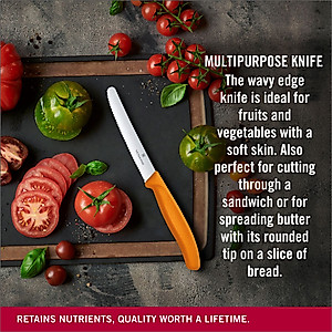 Victorinox VIC-6.7836.L119 Swiss Classic Utility - Colored 4½" Serrated Round Blade ¾ Width at Handle Orange, Multicolor