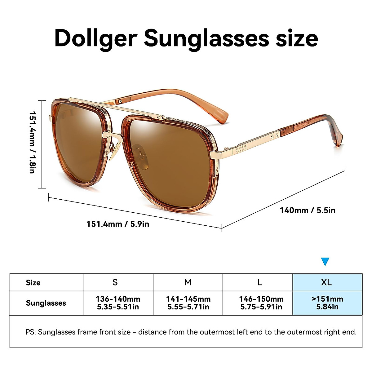 Dollger Oversized Square Aviator Sunglasses for Men Women Retro Pilot Shades Brown Frame Champagne Lens