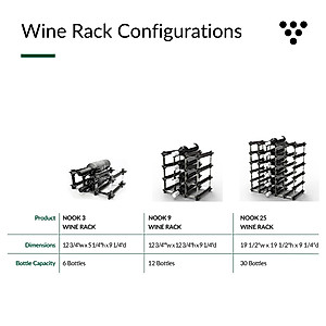 Nook 6 Bottle Modular Wine Rack - Easy 2 Step Assembly