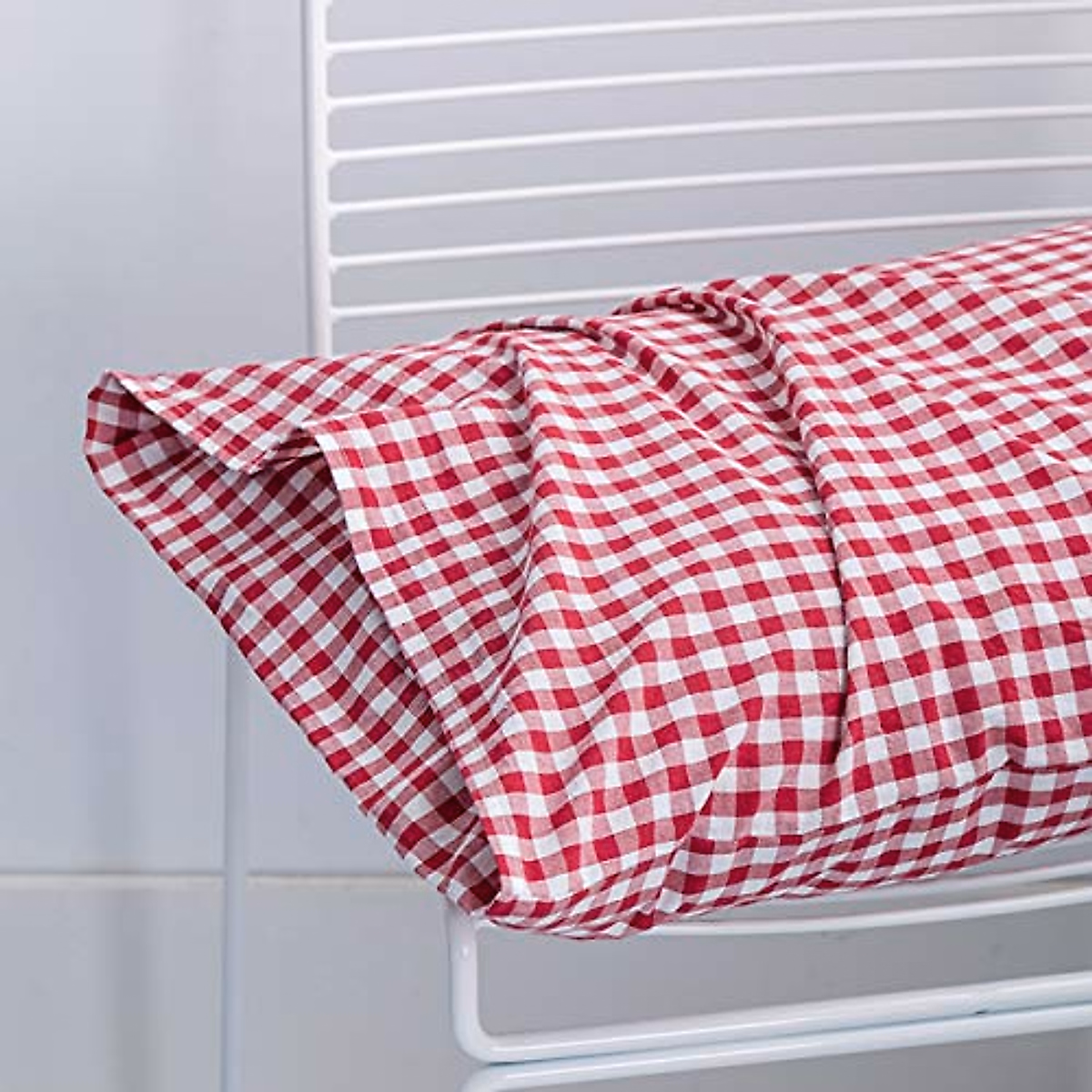 SUSYBAO Red Gingham Duvet Cover Queen 100% Washed Cotton Farmhouse Plaid Duvet Cover Set 3 Pcs 1 Minimalist Grid Patterned Duvet Cover with Zipper Ties 2 Pillowcases Soft Checkered Red Gingham Bedding