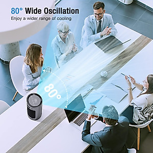 VCK Personal Table Fan, Tower Fan Oscillating Fan, LED Display with Touch, 13'' Remoter Small Desk Fan, Standing Fans, Bladeless Fan, 3 Speeds, 12h Timer, 4 Modes for Home Office Desktop Bedroom