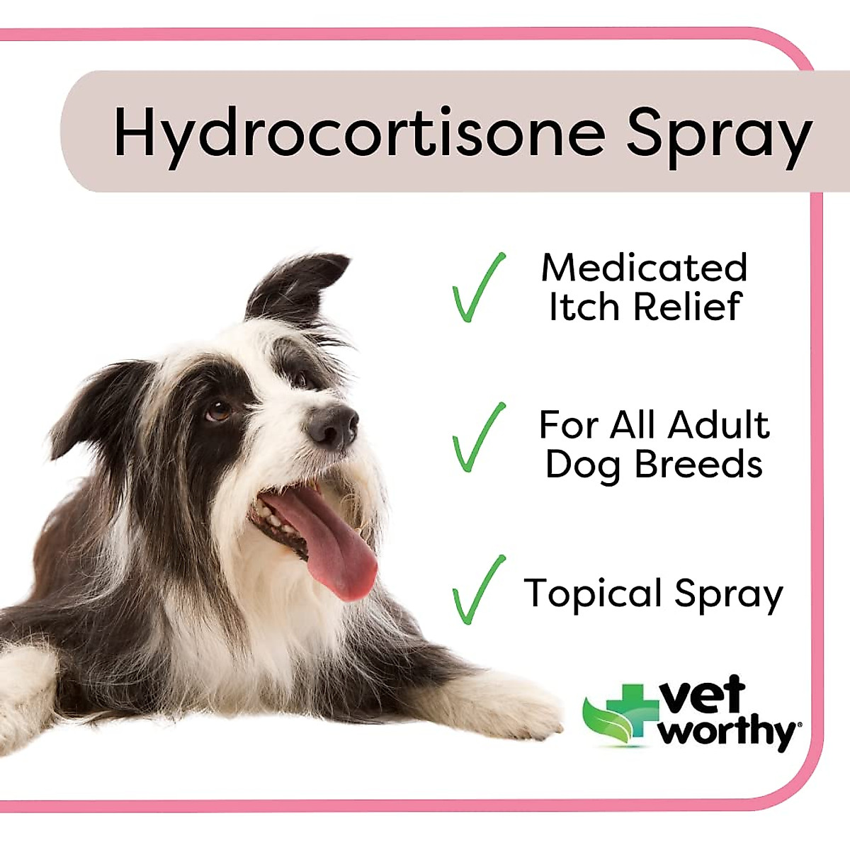 Vet Worthy Hydrocortisone Spray for Dogs - Medicated Itch Relief for Hot Spots, Eczema, Bites, Skin Irritations - Dog Wound Care Spray with Hydrocortisone Acetate and Aloe Vera - 4oz.