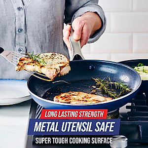 Blue Diamond Cookware Diamond Infused Ceramic Nonstick 10" Frying Pan Skillet, PFAS-Free, Dishwasher Safe, Oven Safe, Blue