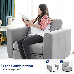 Arathorn Modular Sofa Armrest Module for Modular Sectional Sofa Couch, Pair of Armrest for Living Room Sofa Set, Grey