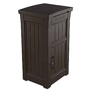 Keter Package Delivery Box for Porch with Lockable Secure Storage Compartment to Keep Packages Safe, Brown