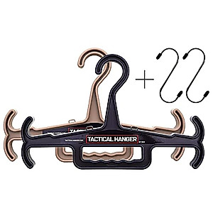 Tactical Hanger by HICE | Bundle of 2 | Original Heavy Duty Hanger | 200 lb Load Capacity | for Body Armor, Police Gear, Military Gear, Survival Gear and Equipment (Black and Tan)