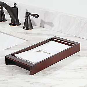 mDesign Wood Bamboo Tray Organizer for Closet Shelf and Bathroom - Watch, Cologne Bottle, and Jewelry Holder - Organizing Tray for Skincare, Towel, and Shaving Accessories, Echo Collection, Dark Brown